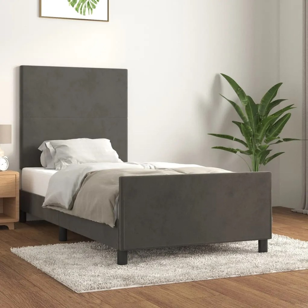 Rám postele bez matrace tmavě šedý 90 x 200 cm samet 3125612