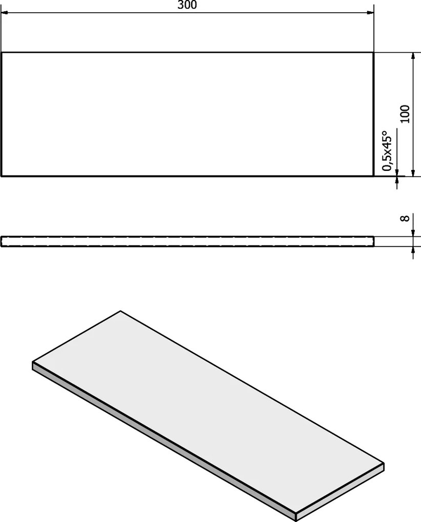 Sapho Sapho, Police 300x100x8mm, mléčné sklo, 22479