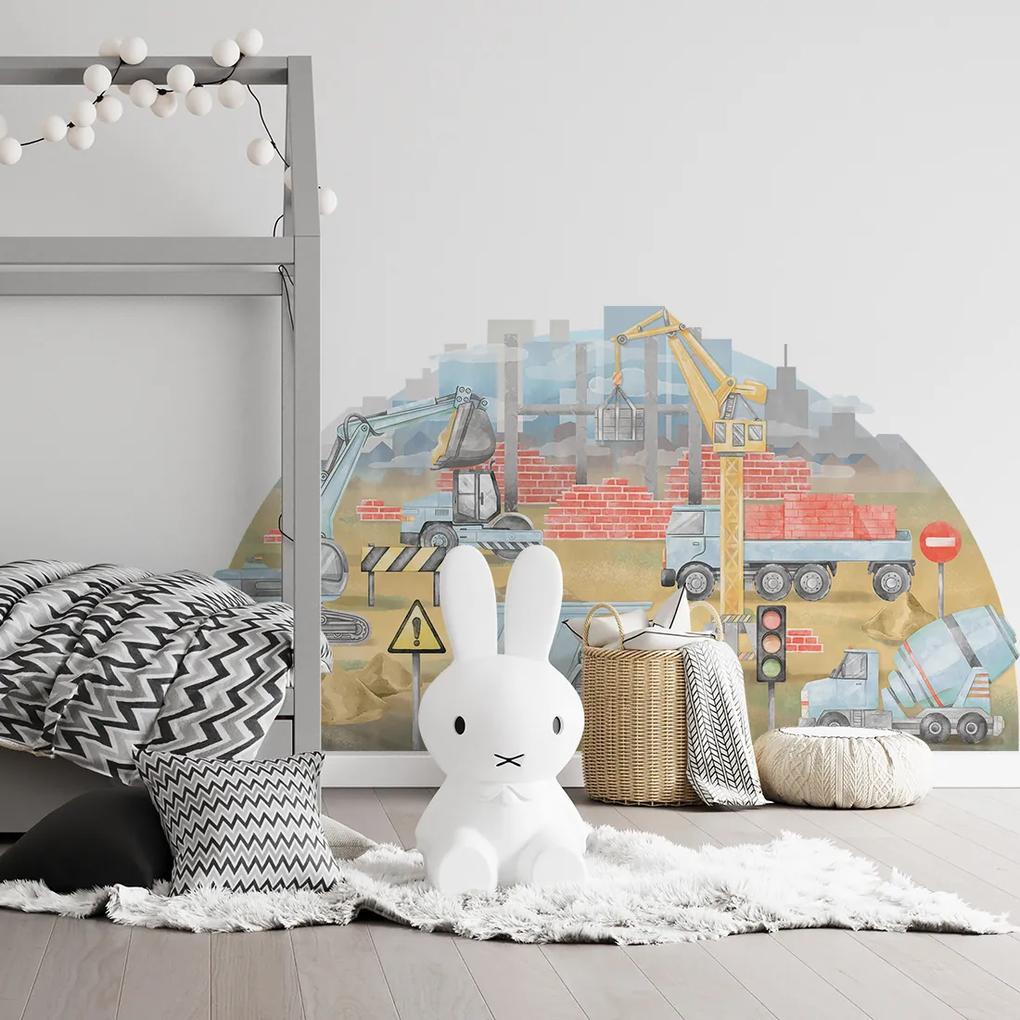 Pastelowe Love Samolepka na zeď STAVENIŠTĚ do dětského pokoje modrá