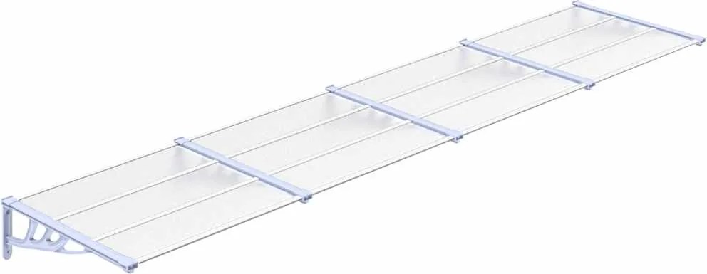 Vchodová stříška šedá a průhledná 396 x 90 cm polykarbonát 153696
