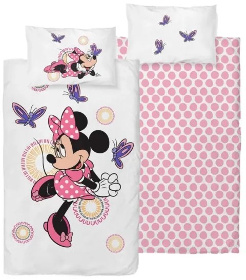 Carbotex Povlečení bavlna do postýlky Minnie a Motýlci 100x135, 40x60 cm