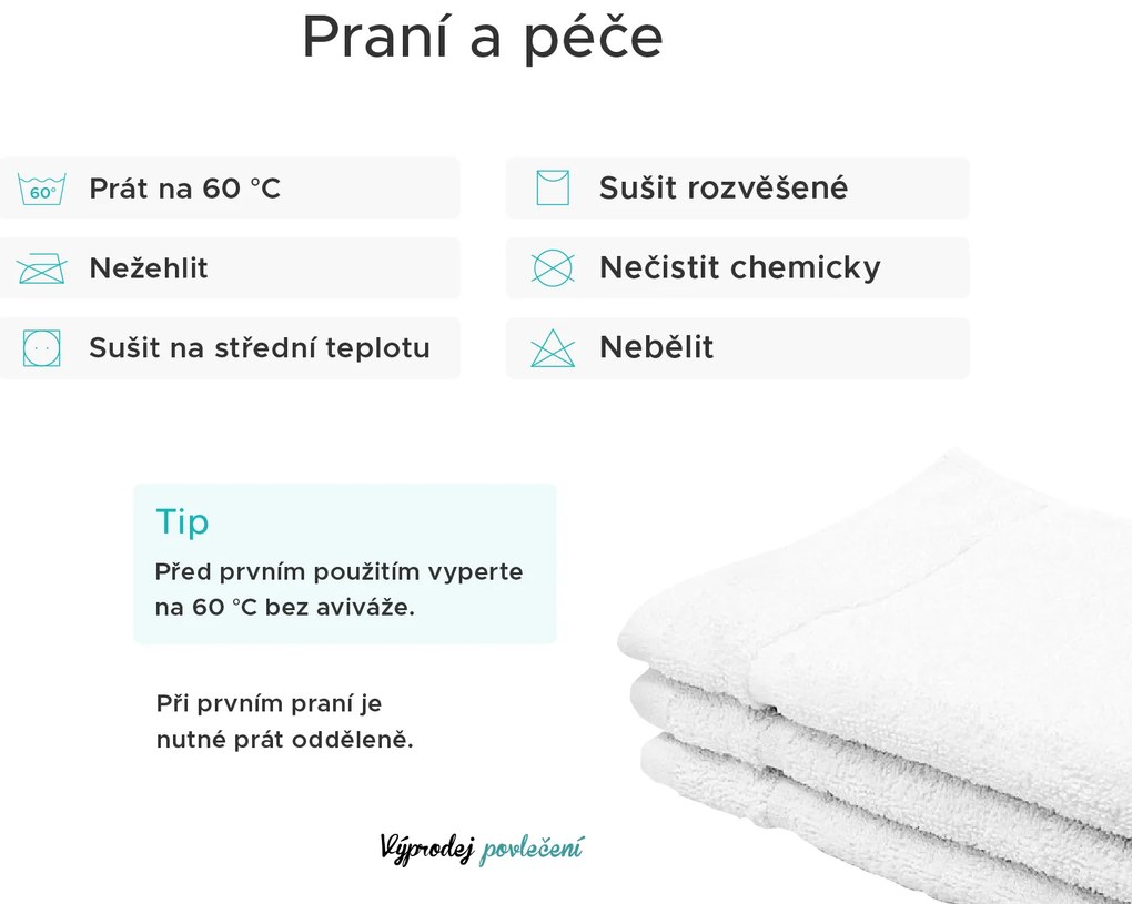 Ručník Classic malý 30x30 cm bílý, 100% bavlna