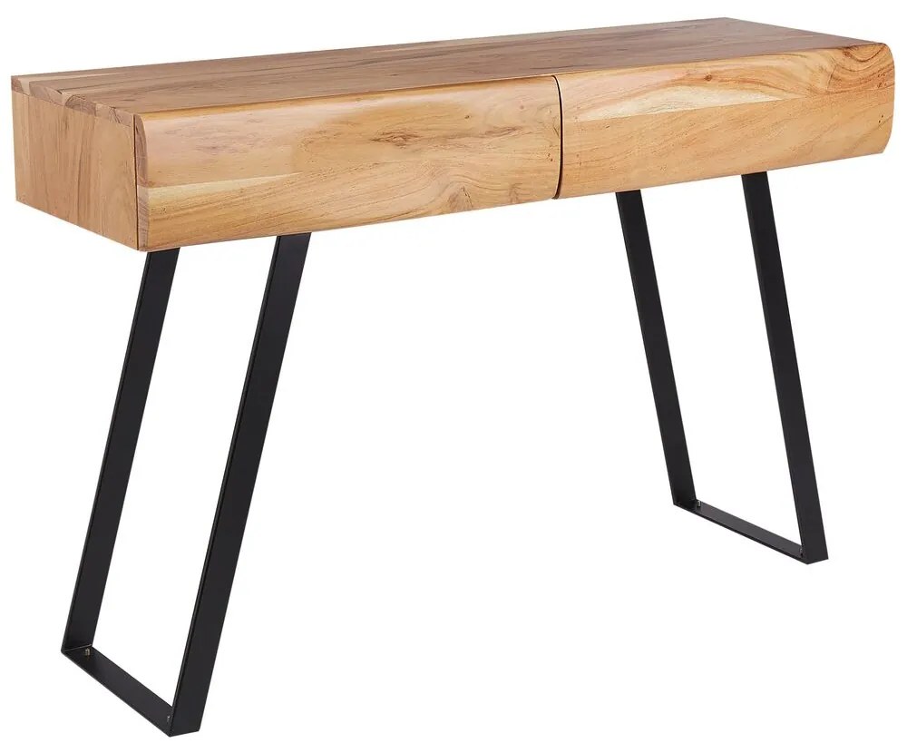 Konzolový stolek z akáciového dřeva se 2 zásuvkami světlé dřevo ANTIGO Beliani