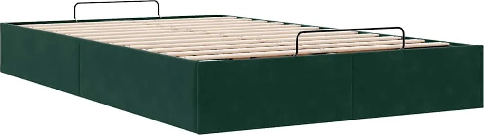 Osmanský rám postele bez matrace tmavě zelená 120x200 cm samet 3310958