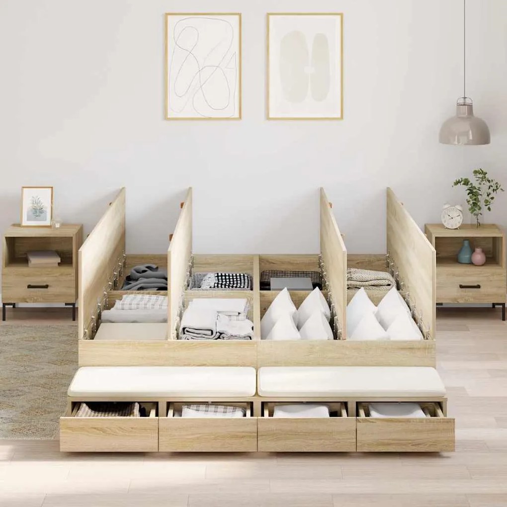 Rám postele s úložným prostorem se zásuvkou Sonoma dub 140 cm 3335695