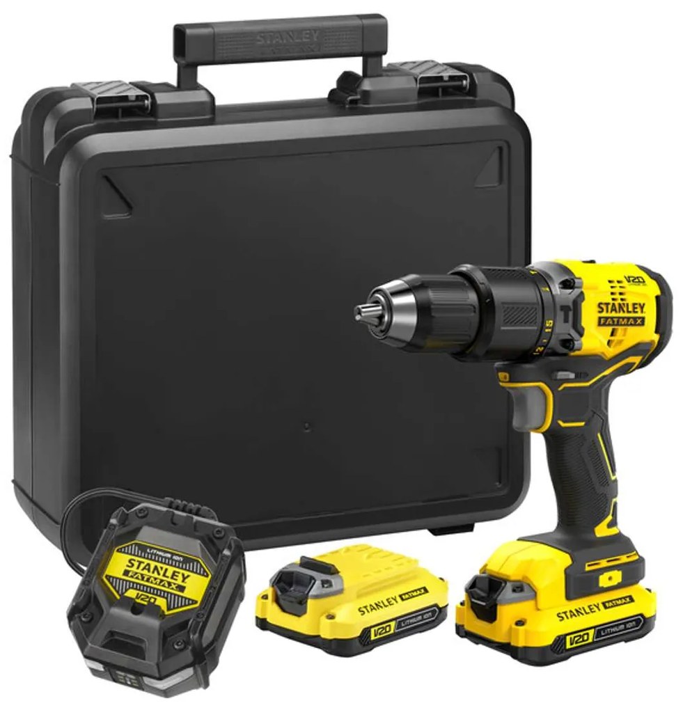 Stanley - 18V AKU vrtačka s příklepem, 2x aku 1,5 Ah Li-Ion, nabíječka SFMCD715C2K-QW