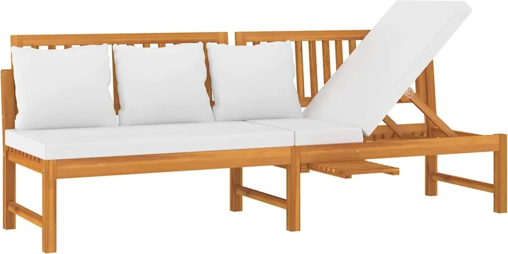 vidaxL Válenda s krémovou poduškou 200 x 60 x 75 cm masivní akácie 312144