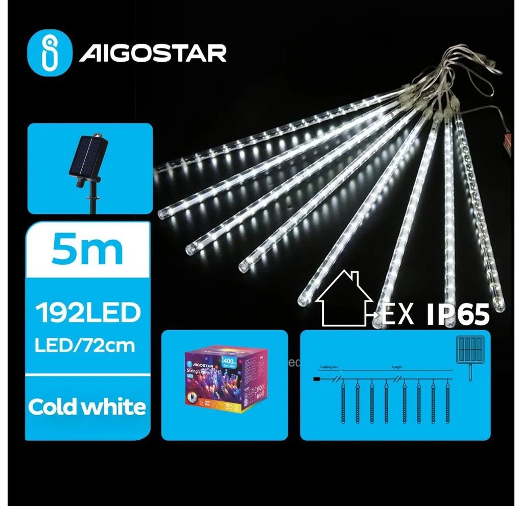 Aigostar - LED Solární vánoční řetěz 192xLED/8m IP65 studená bílá