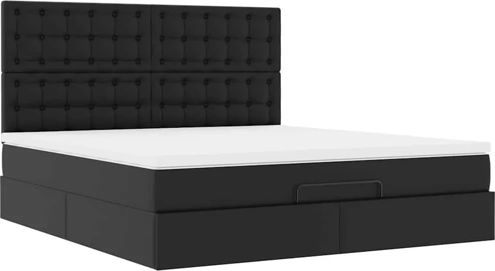 Osmanský rám postele s matrací černá 180x200cm umělá kůže 3313865