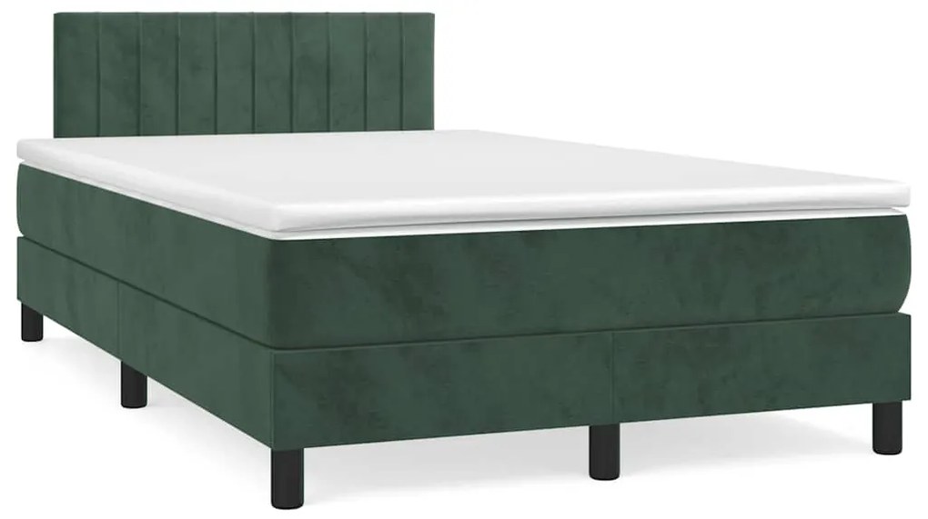 Box spring postel s matrací a LED tmavě zelená 120x190 cm samet 3270168