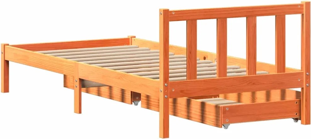 Postel bez matrace voskově hnědá 100 x 200 cm masivní borovice 3301491