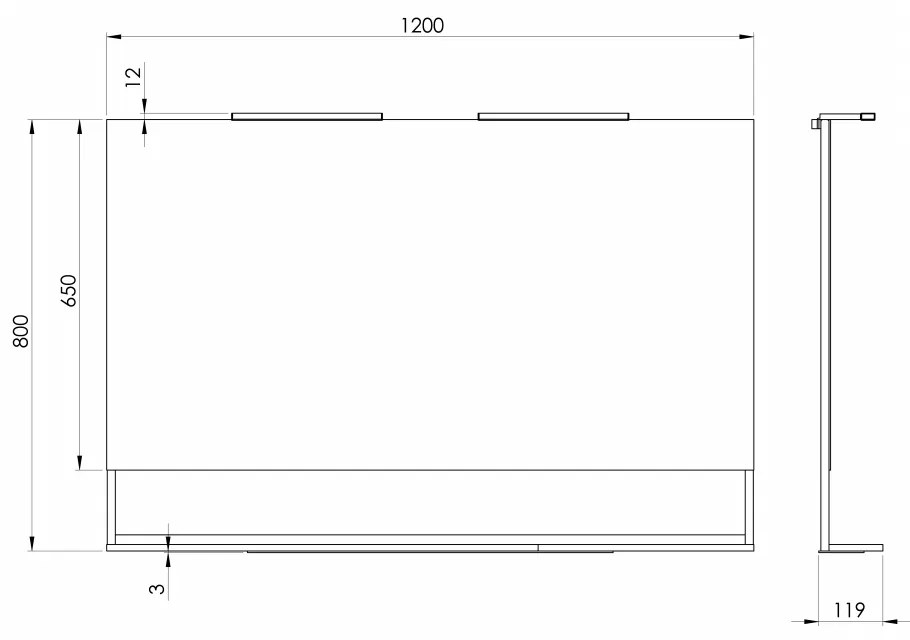 Sapho ERUPTA zrcadlo s LED osvětlením a policí 120x80cm, černá mat ERU345