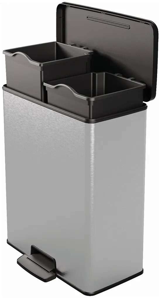 CURVER DECO BIN DUO 26L+26L Odpadkový koš 48,6 x 31,6 x 61,5 cm stříbrný 01129-C70