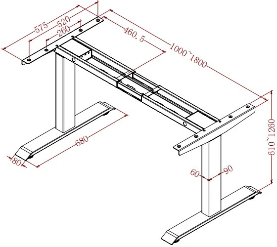 Výškově nastavitelný stůl Liftor Expert, šedý, Bez desky, elektricky polohovatelný