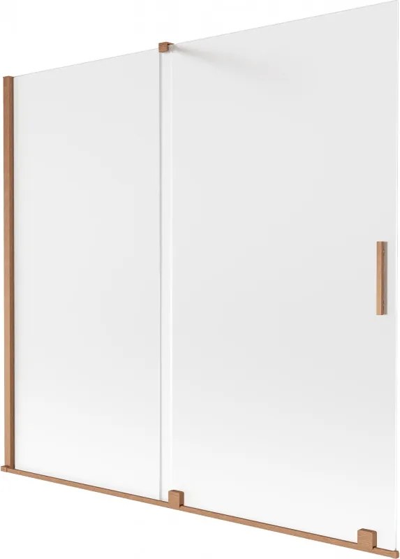 Mexen Velar, 2-křídlová posuvná vanová zástěna 170 x 150 cm, 8mm sklo námraza, měděná matná, 896-170-000-31-65