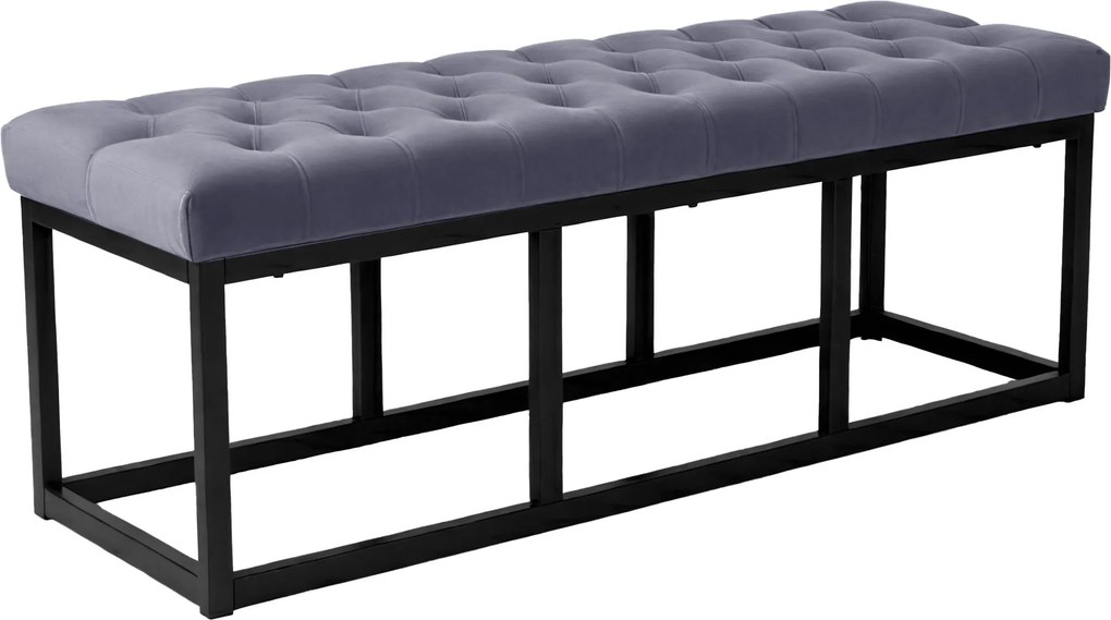 Lavice Polson samet černá konstrukce 120 cm – šedá