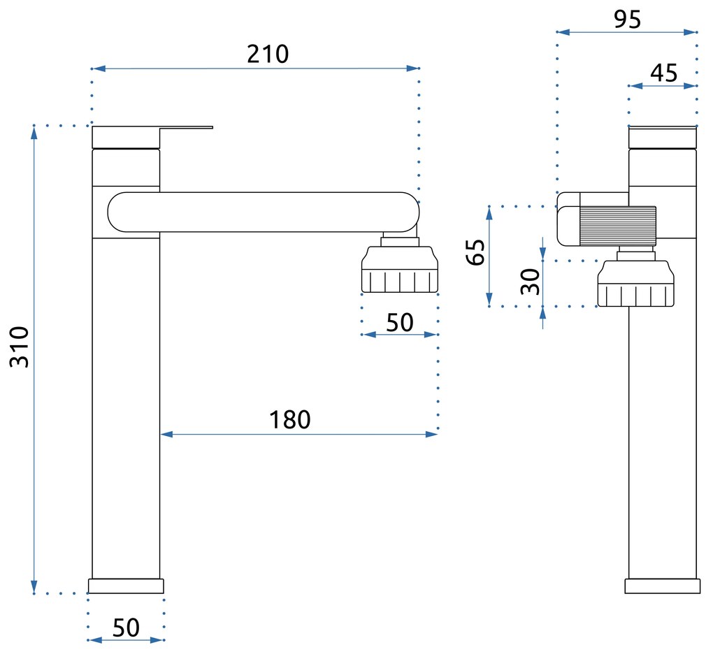 Rea Paco, vysoká umyvadlová baterie h-310, černá matná, REA-B0536