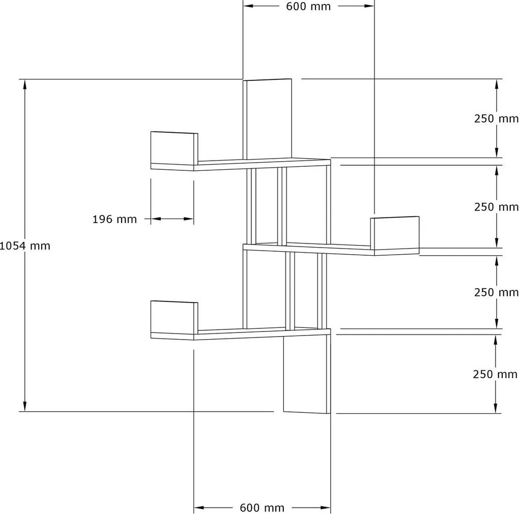 Nástěnná rohová police BOMBE dub safírový