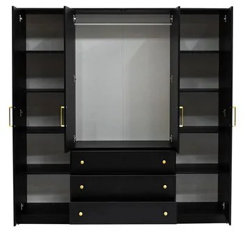 Šatní skříň se zásuvkami Senila D4, Barva: černá