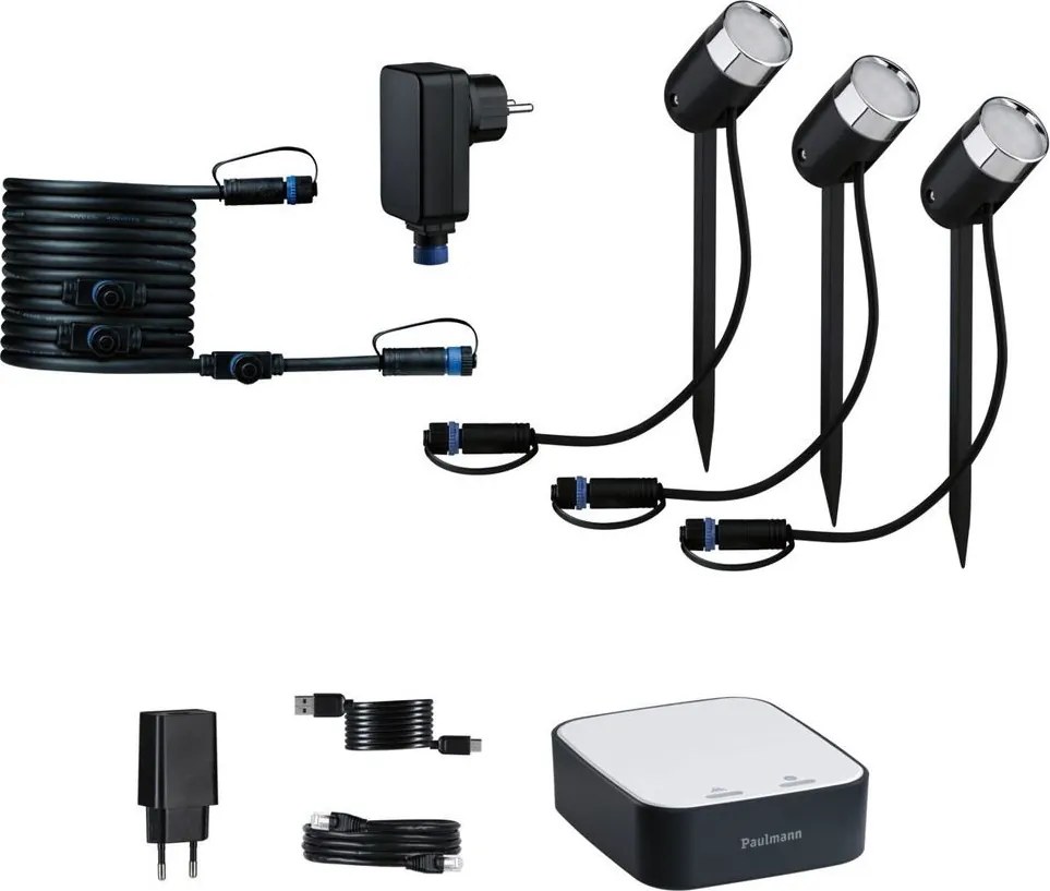 P 5183 Plug & Shine startovací sada Smart Home smik Gateway + LED bodové zahradní světlo Pike základní sada RGBW+ - PAULMANN