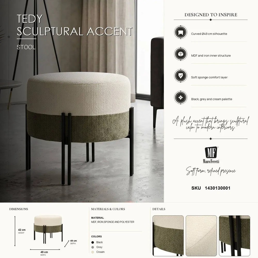 Khaki/krémový taburet Modern Style – Mauro Ferretti