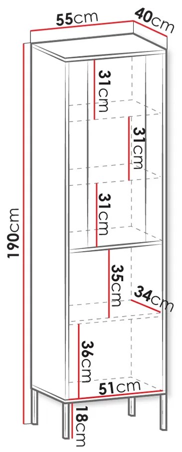Prosklená úzká vitrína TRIP - kašmír