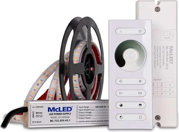 MCLED sestava LED pásek do sauny WW 2m + kabel + trafo + stmívání