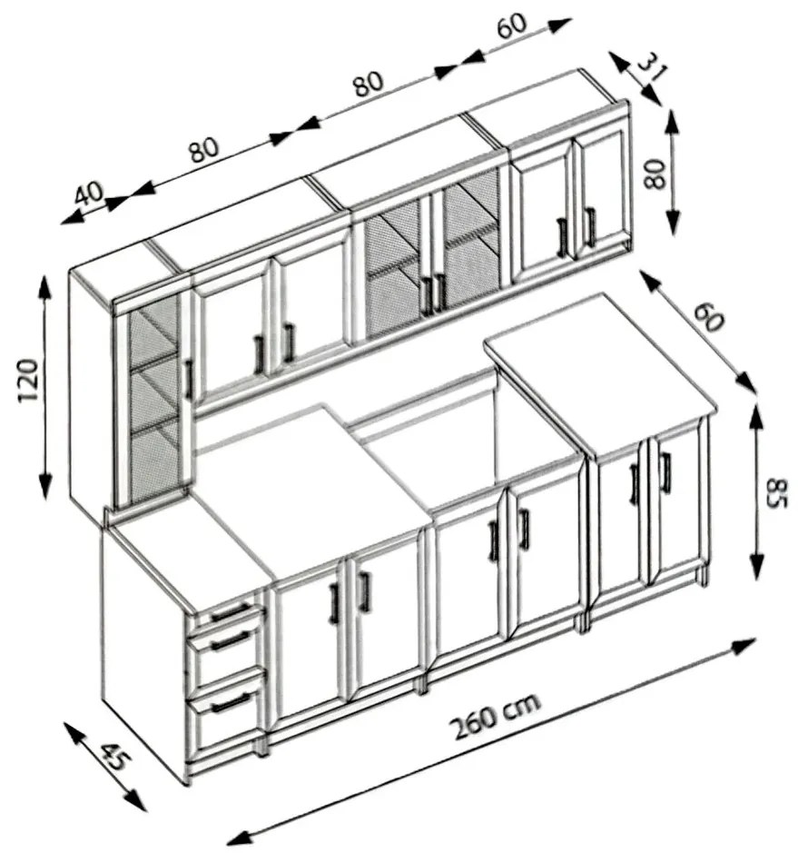 Kuchyňská linka MARGARET 3 260 Halmar