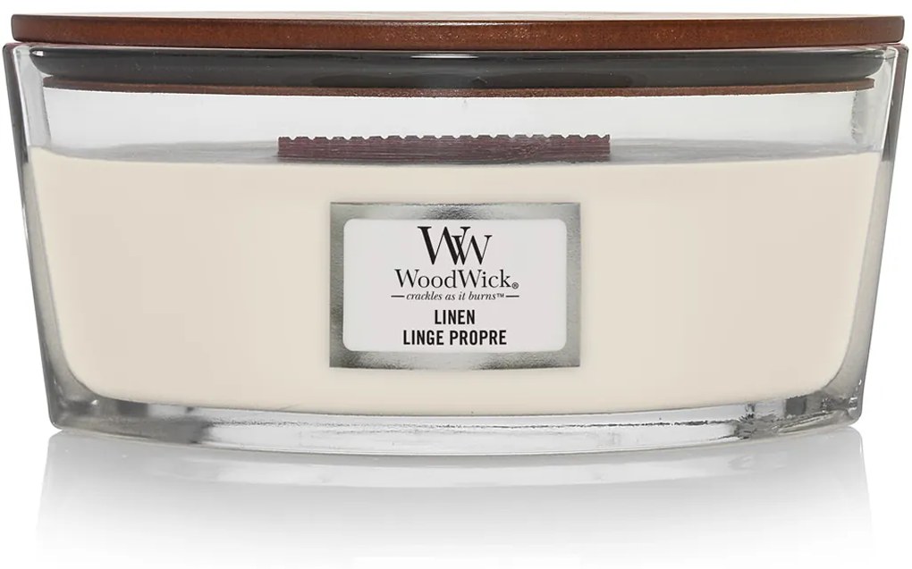 WoodWick – svíčka Linen (Čistý len), 453 g