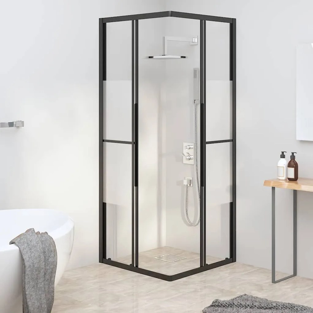 Sprchový kout napůl mléčné ESG 80 x 80 x 180 cm černý 151853