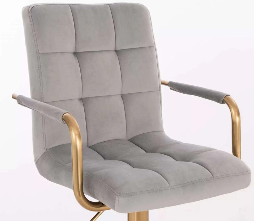 LuxuryForm DESIGN Otočná židle VERONA GOLD VELUR na zlatém talíři - světle šedá