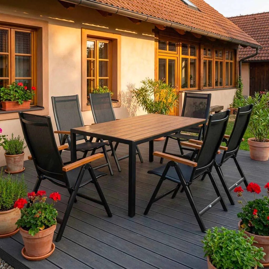 Vikio Zahradní jídelní set 140x80 pro 6 osob přírodní VZS210P6