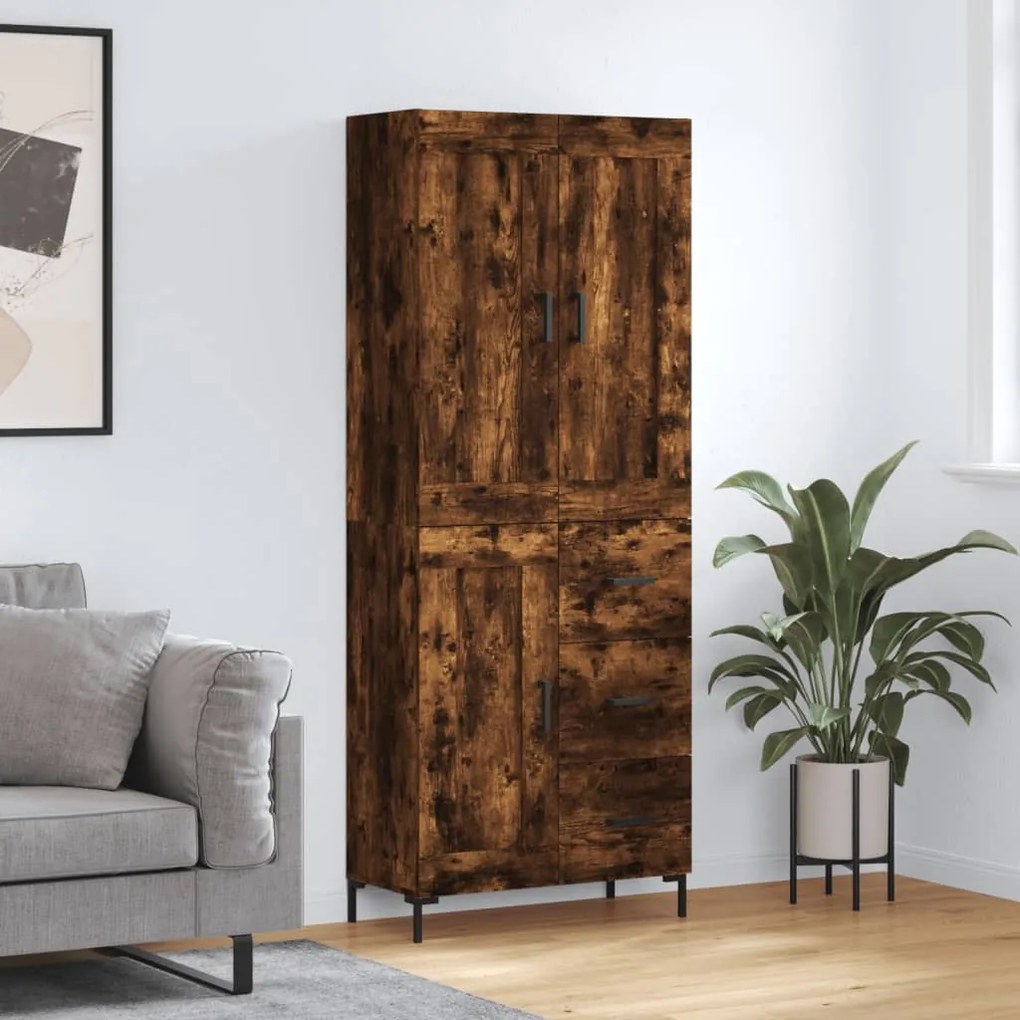 Skříň highboard kouřový dub 69,5 x 34 x 180 cm kompozitní dřevo 3200006