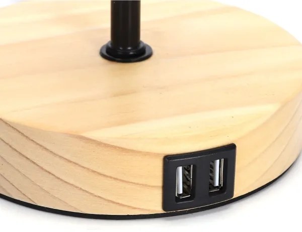 Aigostar - Stolní lampa s USB portem 1xE27/40W/230V černá/krémová