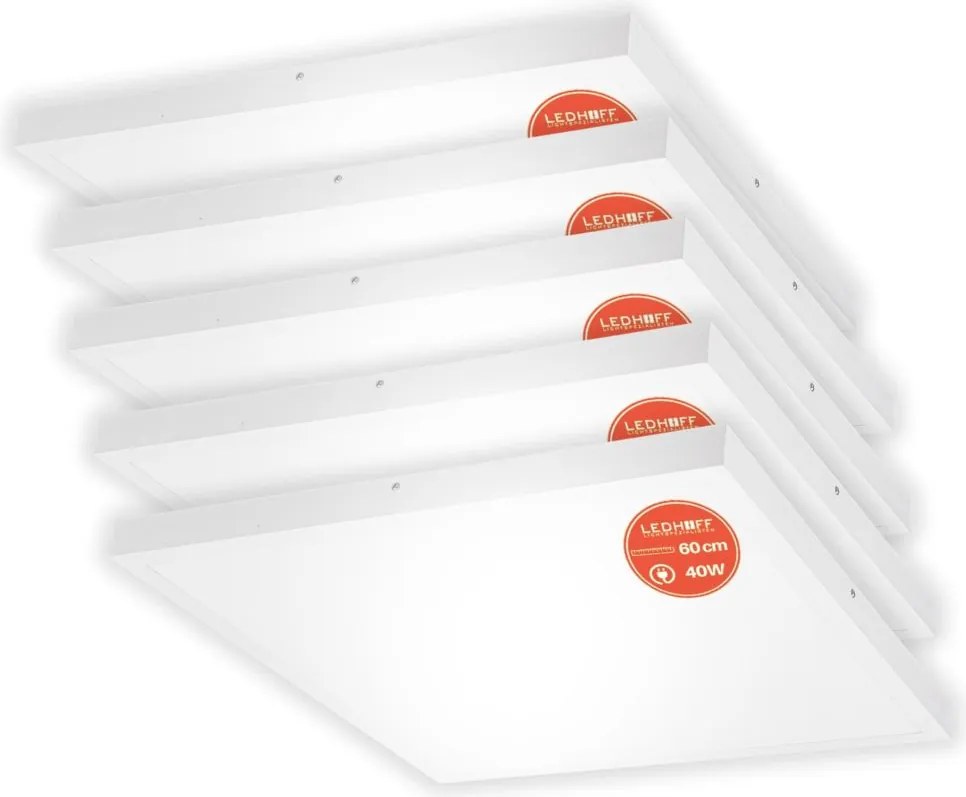 5x Led stropní panel Lampa Bílá stropní svítidlo velký Čtverec 60x60 cm kancelářský Silný