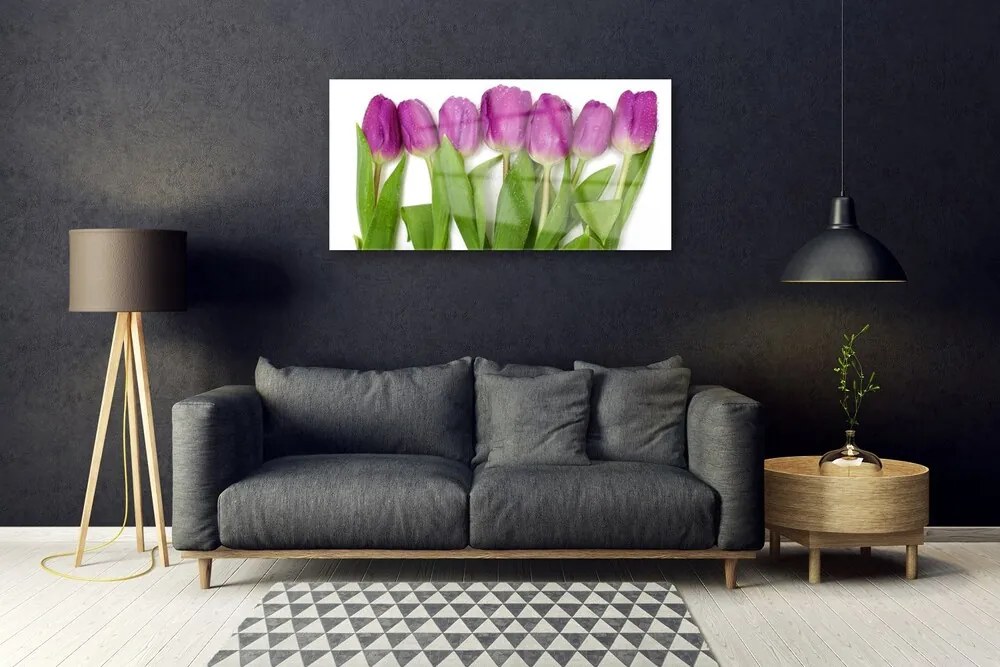 Obraz na skle Tulipány Květiny Rostlina 120x60 cm