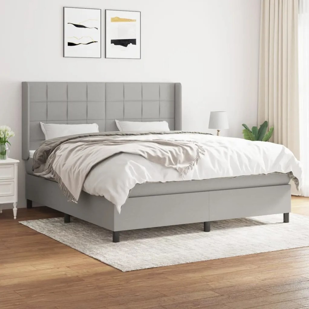 Box spring postel s matrací světle šedá 160 x 200 cm textil 3131441