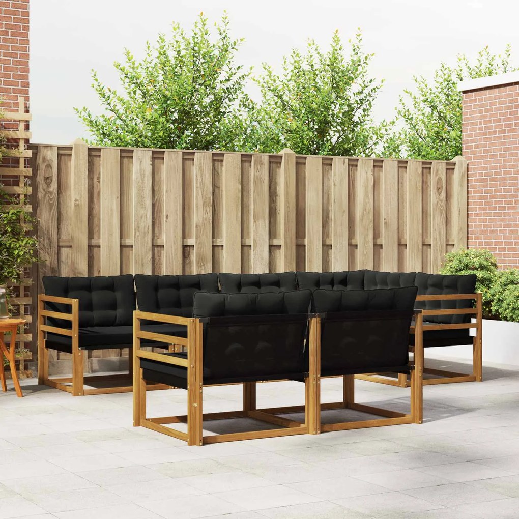 Venkovní pohovková souprava 7 ks Přirozená a černá 3369543