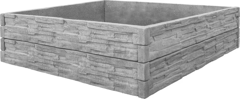 Beves Betonový záhon vyvýšený - štípaný kámen 200 x 200 cm Výška záhonu: 75 cm, Barva záhonu: Grafit