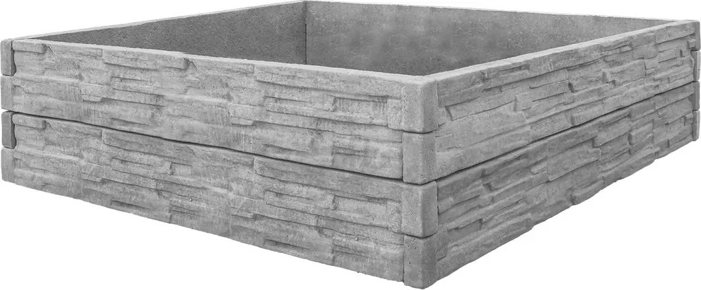 Beves Betonový záhon vyvýšený - štípaný kámen 200 x 200 cm Výška záhonu: 50 cm, Barva záhonu: Přírodní šedá