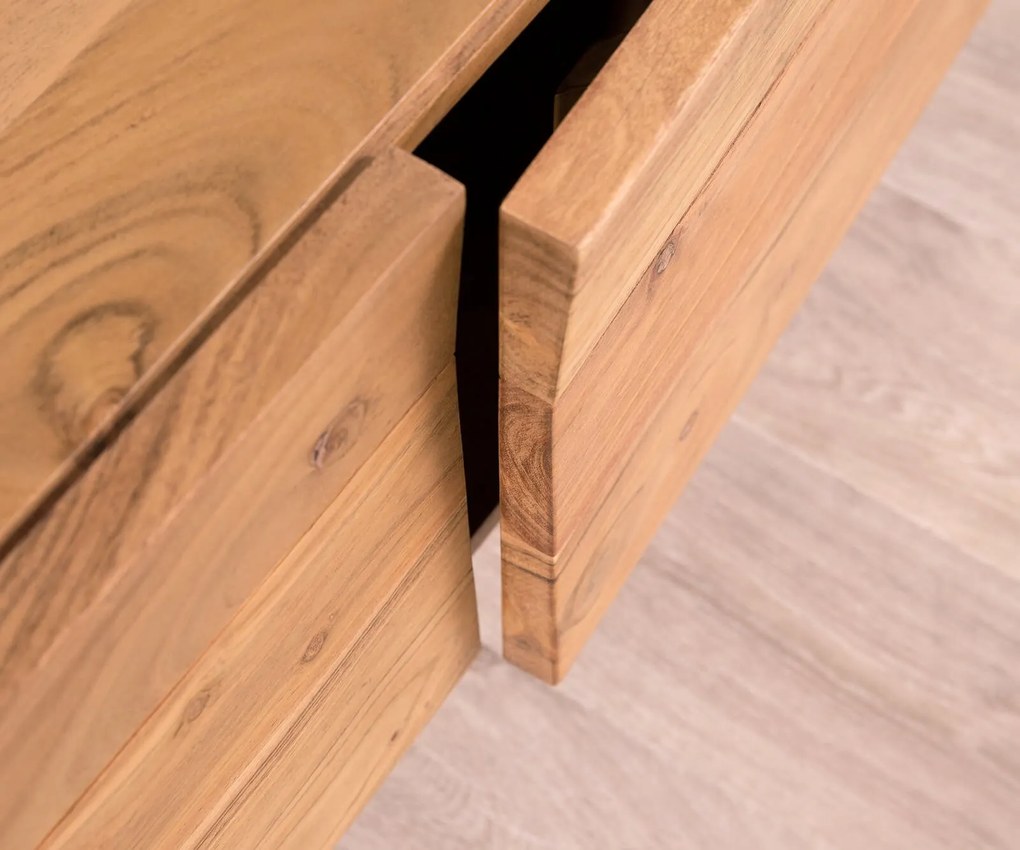 DELIFE Designový TV stolek Wyatt 175 cm akácie přírodní 2 dvířka 1 výklopná dvířka