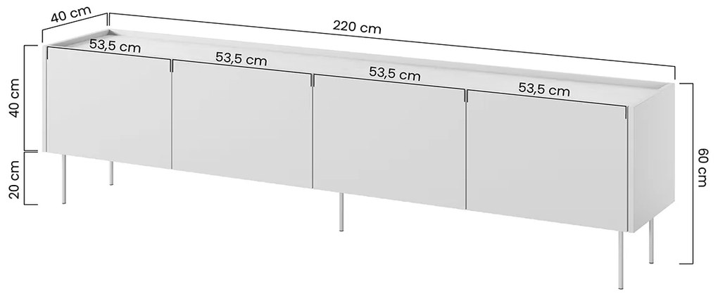 TV skříňka Desin 220 s ukrytou zásuvkou - kašmír / Dub nagano