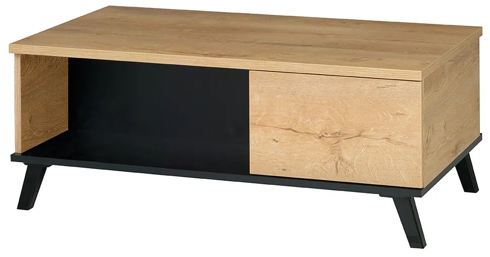 Obývací stěna JOHN II | 6 dílů | sestava C | 464 cm + stolek 101x61 cm | komoda dub lefkas světlý/černá