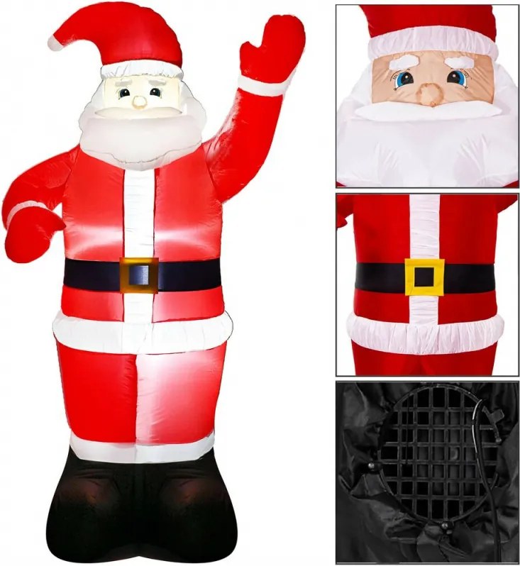 LED nafukovací Santa Claus 180 cm, IP44, studená bílá