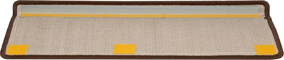 Schodové rohože 10 ks 65 x 21 x 4 cm hnědé s obdélníkovým okrajem 149821