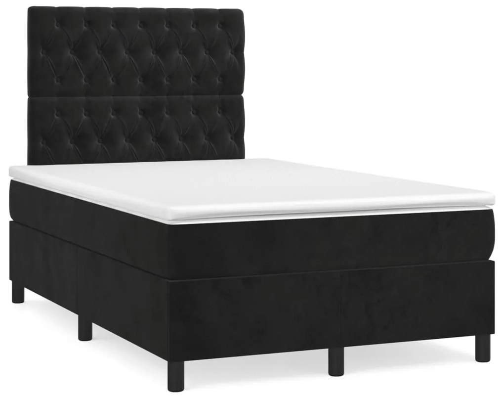 Box spring postel s matrací a LED černá 120 x 190 cm samet 3270331