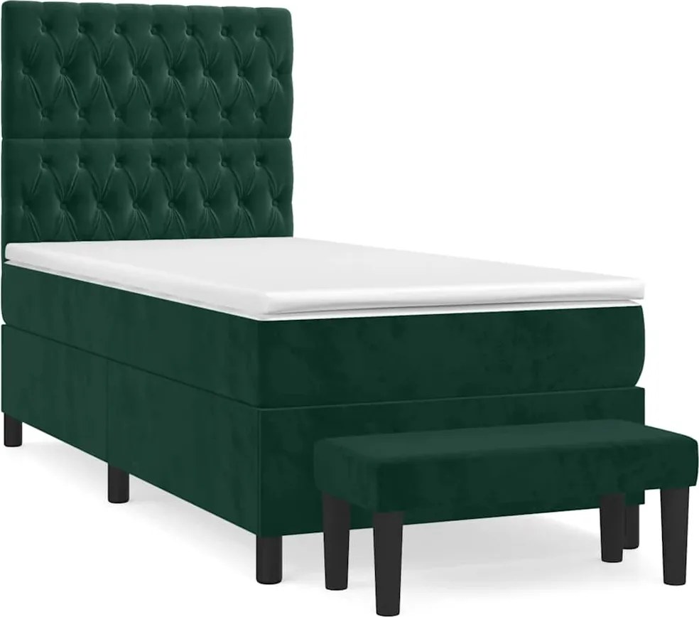 Box spring postel s matrací tmavě zelená 80 x 200 cm samet 3137992