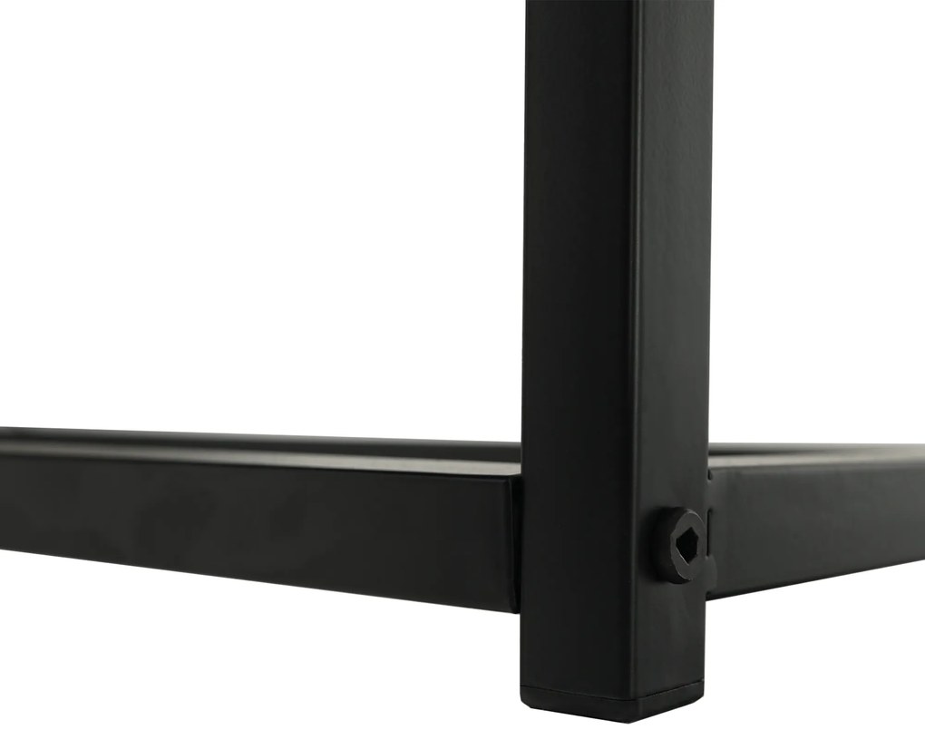 Konzolový stolek BUSTA v industriálním stylu, dezén tmavě šedý grafit, ocel černý lak