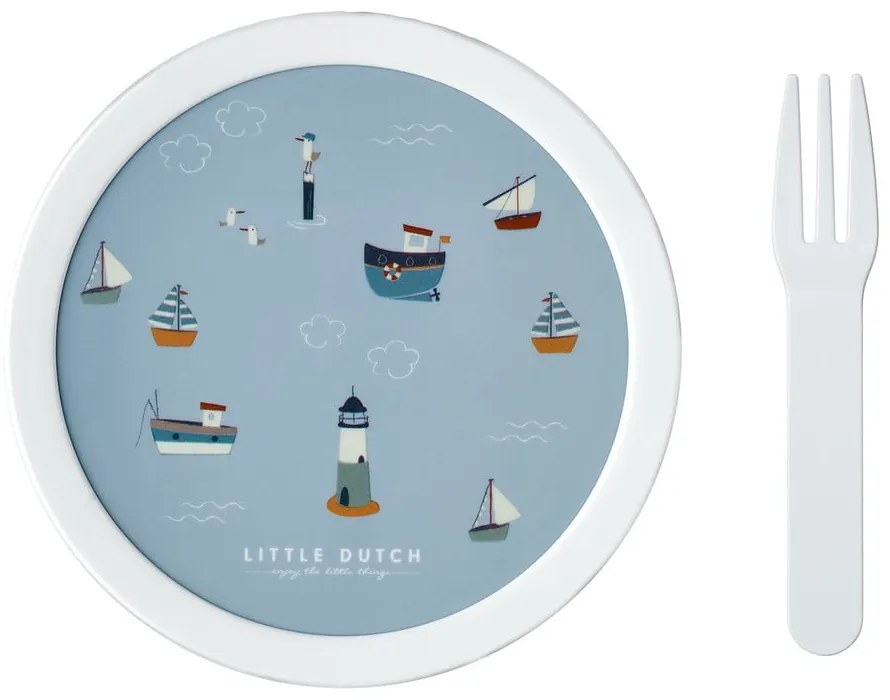 Bílý/světle modrý plastový dětský svačinový box Sailors Bay by Little Dutch – Mepal