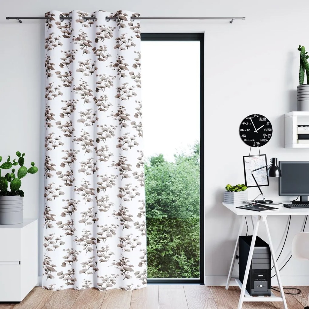 Závěs AmeliaHome Serenity se průchodkami 140x250 cm bílý/hnědý